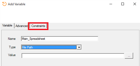 Taking the example above, suppose we want to restrict this variable so ...